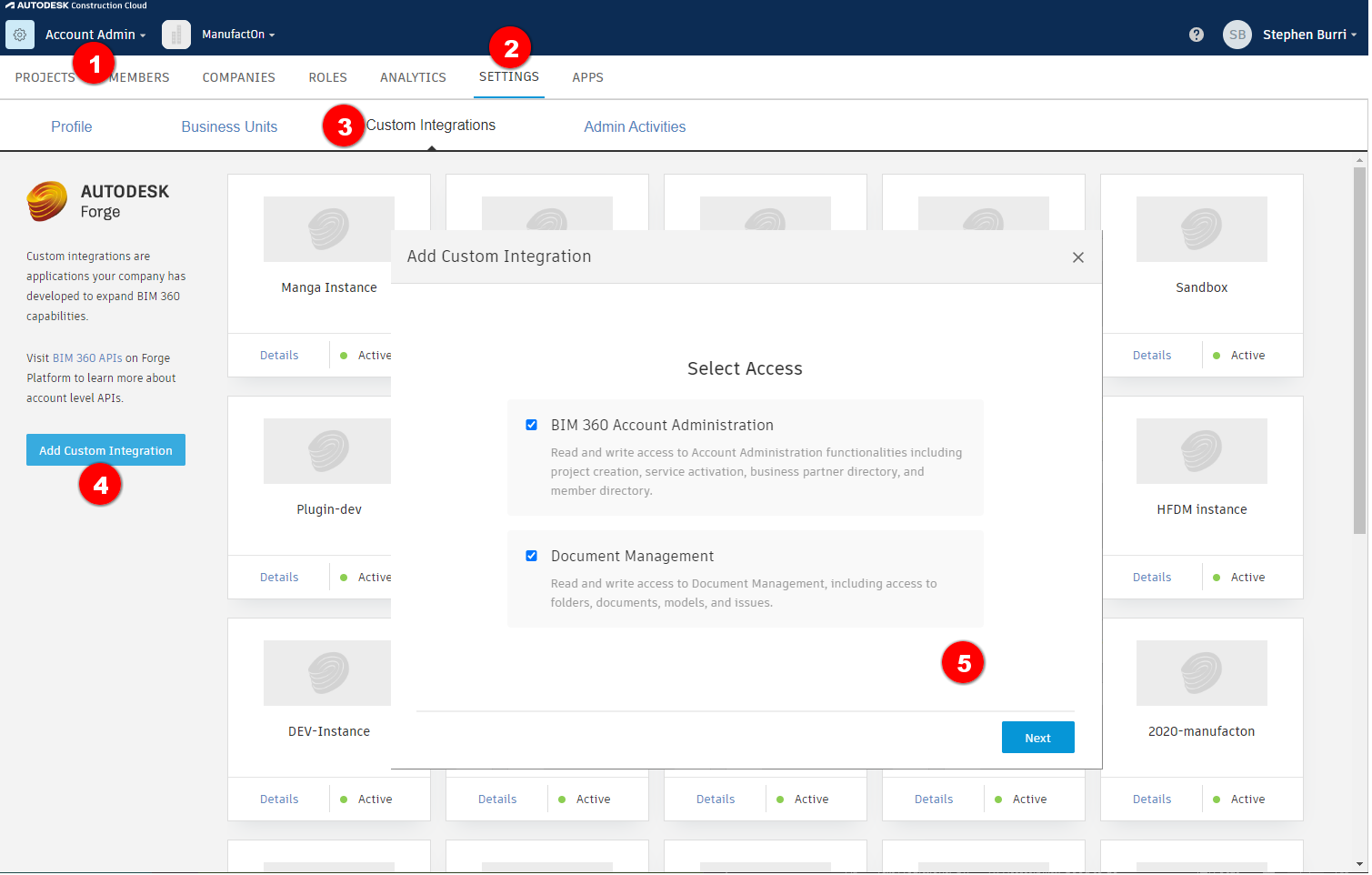Setting Up Your BIM360 Site to Work with Manufacton – Manufacton Support