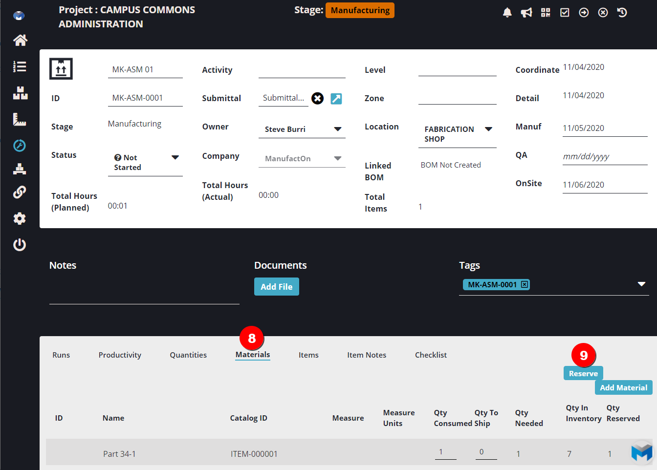 Material Allocation – Manufacton Support