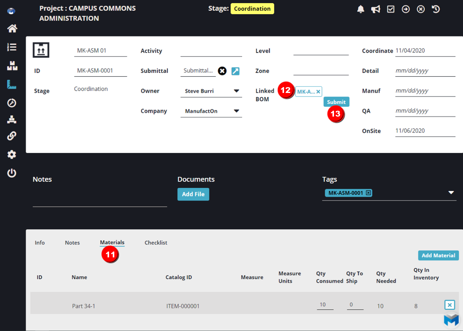Material Allocation – Manufacton Support
