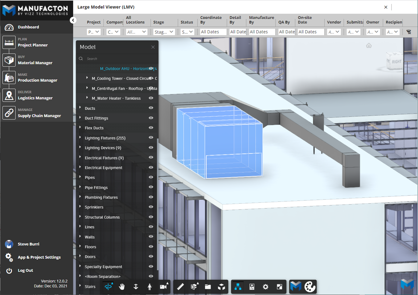 Setting Up a Project with a BIM Viewer Model – Manufacton Support